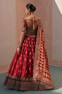 Buy Maroon Raw Silk Embroidered Zardozi Plunge V Neck Floral Bridal