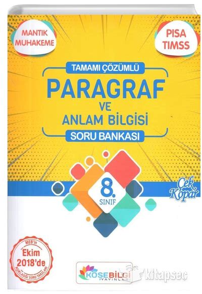 8 Sınıf Paragraf ve Anlam Bilgisi Tamamı Çözümlü Soru Bankası