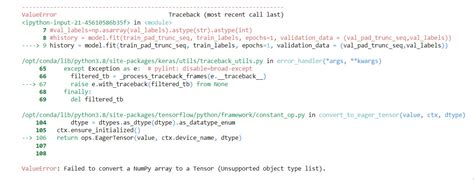 python failed to convert a numpy array to a tensor unsupported object type list error