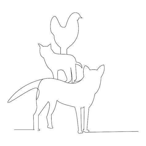 Cont Nuo Desenho De M O De Arte Vetorial De Contorno De Gato De Uma