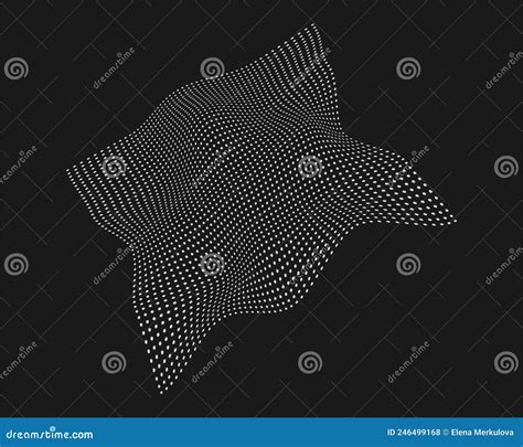 Cyber Distorted Grid Retro Punk Design Element Wireframe Wave