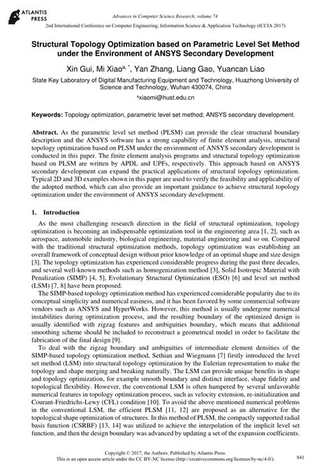 pdf structural topology optimization based on parametric level set method under the