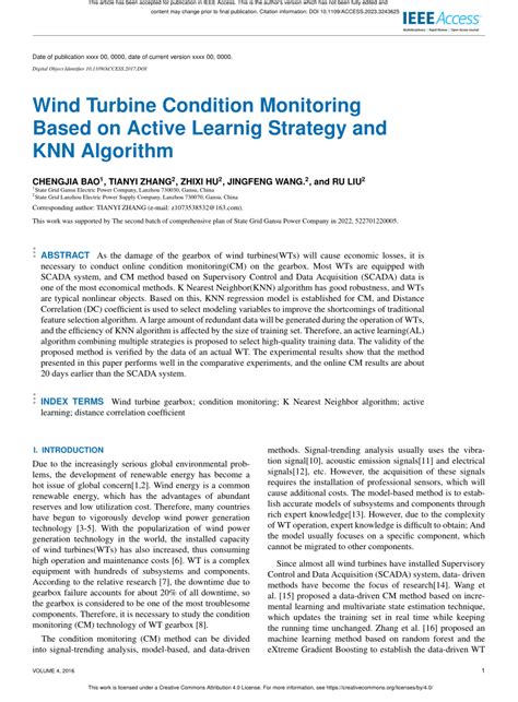 pdf wind turbine condition monitoring based on active learnig strategy and knn algorithm