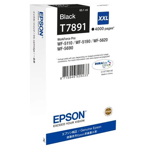 EPSON Cartouche Encre T7891 Noir XXL 4 000 Pages