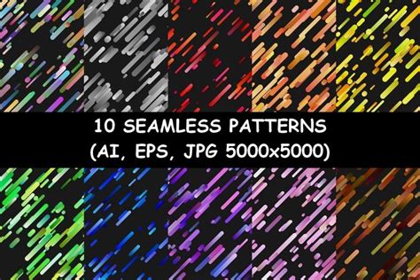 10 Seamless Gradient Stripe Patterns Ai Eps  5000x500