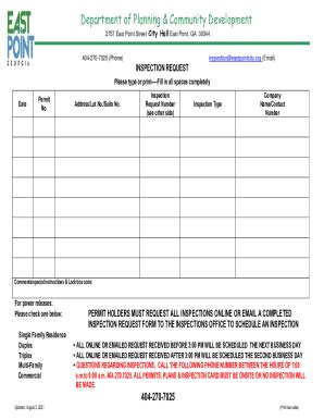 Fillable Online Inspection Request December 2021 Pdf Fax Email Print