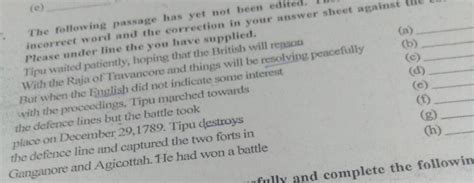 there is one error in each line write the incorrect word in the sentence and the correction in