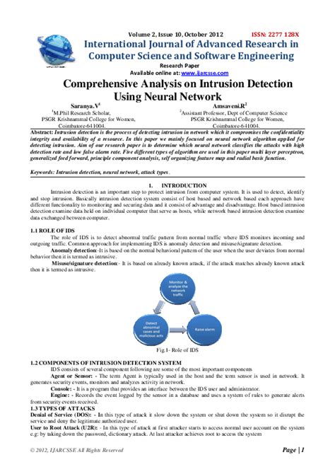 pdf comprehensive analysis on intrusion detection using neural network rajesh kambattan