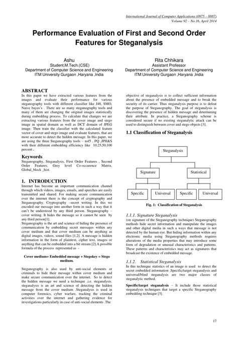 pdf performance evaluation of first and second order features for steganalysis