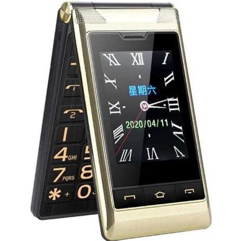 T L Phone Grosses Touches Mobile S Nior Clapet Double Cran Lcd