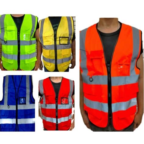 Jual Rompi Polyester 4 Kantong Id Card Warna Orange Merah Biru