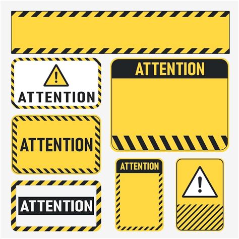 Premium Vector Attention Sign Set Various Black And Yellow Warning Signs