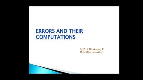 errors and their computation youtube