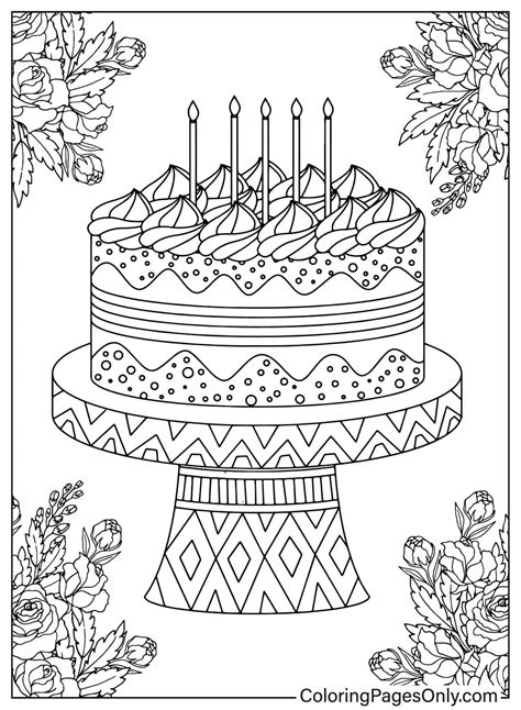 22 páginas para colorear de pasteles de cumpleaños ColoringPagesOnly