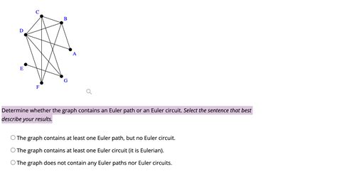 solved determine whether the graph contains an euler path or