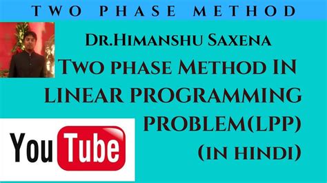 two phase method in linear programming minimisation case ~quantitative techniques youtube