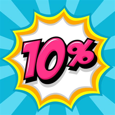 Diez por ciento de descuento en estilo cómic Vector Premium