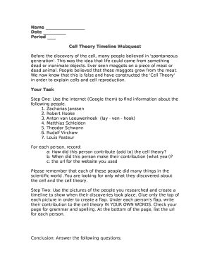 Cell History Timeline Doc Template Pdffiller