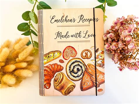 Livre de recettes en bois cadeau personnalisé pour maman cahier de
