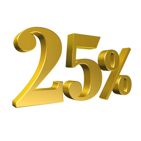 25 Percent Gold Number Twenty Five 3D Rendering 8506428 PNG