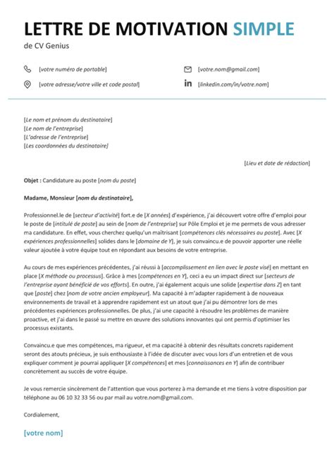 Lettre De Motivation Simple Conseils Et Mod Le Pour