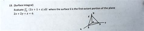 solved 13 surface integral evaluate jls 2x 1 2 ds where the surface is the first octant
