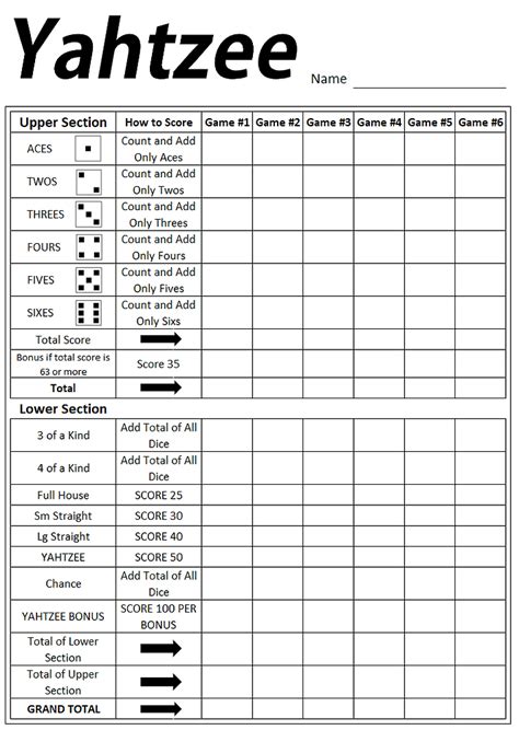 Printable Yahtzee Scorecard Template In Excel Encyclopedia Excel