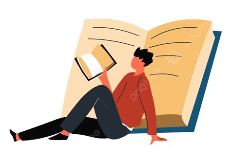 رجل يقرأ الكتب من أجل المتعة والاسترخاء شخصية كتاب شخص PNG والمتجهات