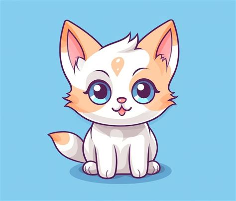 Premium Photo Cartoon Cat With Blue Eyes Sitting On A Blue Background