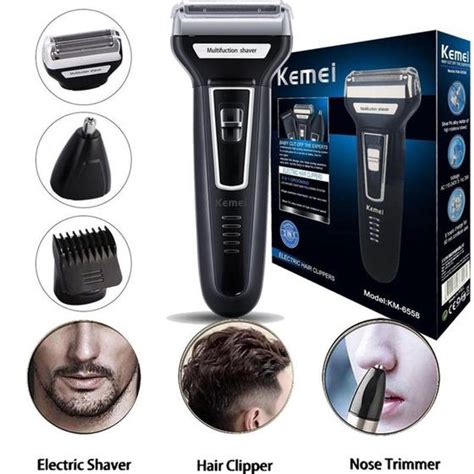 Aparelho De Barbear 3 Em 1 Kemei Shaver Bivolt Km 6776 Tira Pelo Do