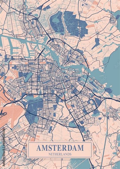 Amsterdam Netherlands Breezy City Map Stock Illustration Adobe