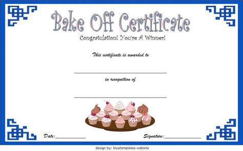 Best Bake Off Certificate Templates Baking Contest Certificate