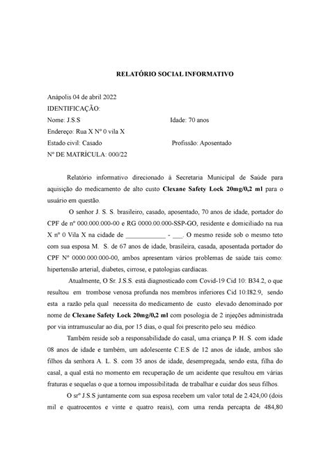 Modelo De Relat Rio Social Braincp
