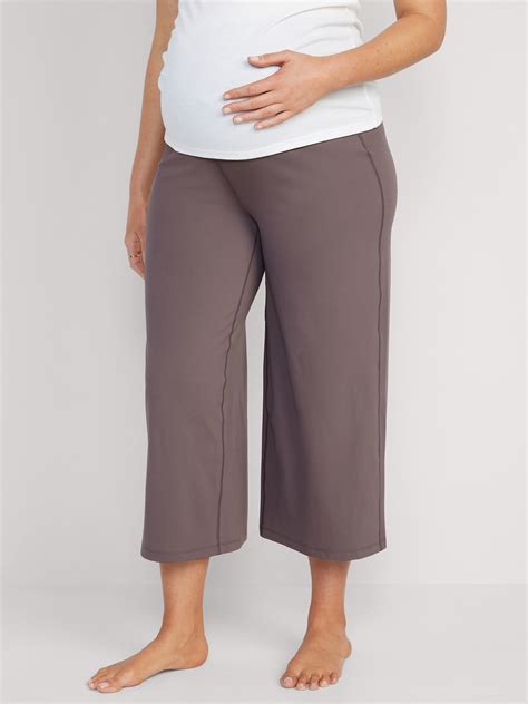 Maternity Rollover Waist PowerLite LYCRA ADAPTIV Cropped Wide Leg