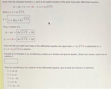 solved verify that the indicated function y x is an