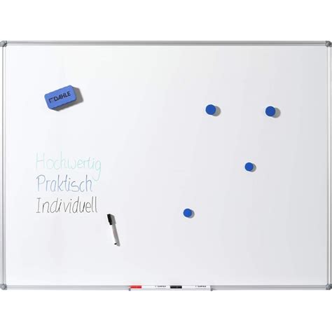 Tableau Blanc Magnétique 120x90cm Effaçable à Sec avec Cadre Slim en