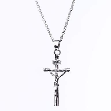 Women Men Cross Necklace 18K Real Gold Plated INRI Crucifix Jesus Cross