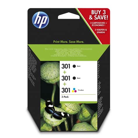 Pack De Ahorro De 3 Cartuchos De Tinta Original HP 301 Negro 2 Y Tri