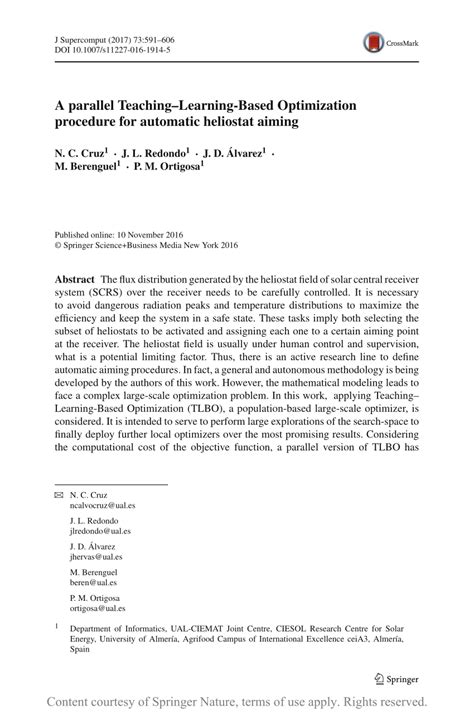 a parallel teaching learning based optimization procedure for automatic heliostat aiming