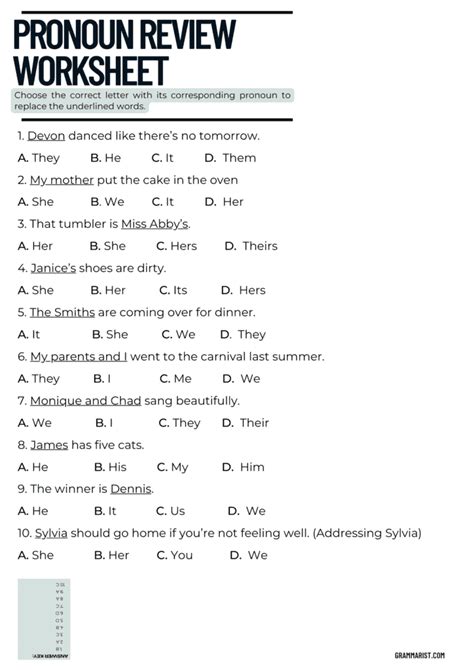 What Are Personal Pronouns Examples Worksheet