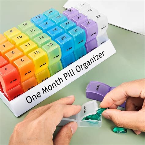 Monthly Pill Organizer 2 Times A Day Am Pm 31 Day Organizer Am Pm One