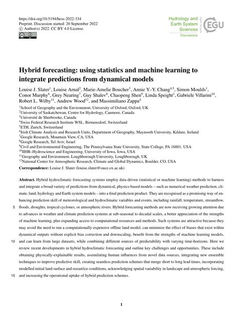 pdf hybrid forecasting using statistics and machine learning to integrate predictions from