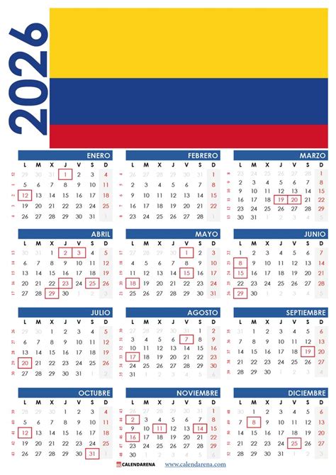 Calendario 2026 Con Festivos Colombia In 2024