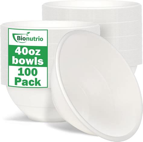 40oz Large Paper Bowls Disposable 100 Pack Disposable Heavy Duty Bowls