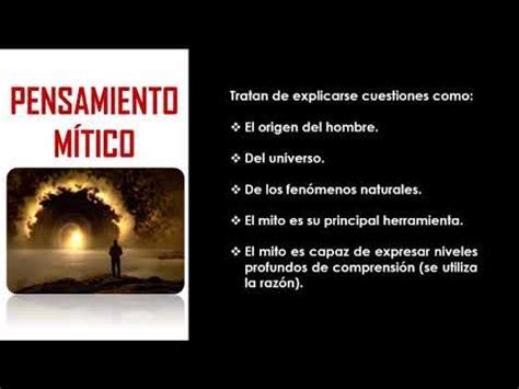 5 características del pensamiento mítico Sujeto