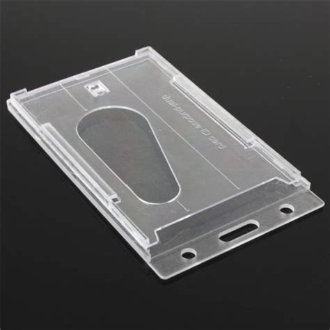 10x6cm Clear Vertical Hard Plastic Badge Holder Double Card ID