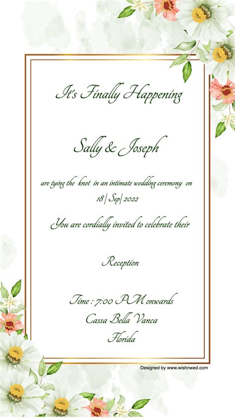 Create Free Floral Wedding Invitation Online Wish N Wed