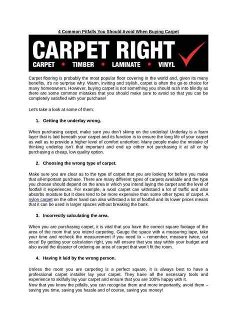Common Pitfalls You Should Avoid When Buying Carpet By Carpet Right