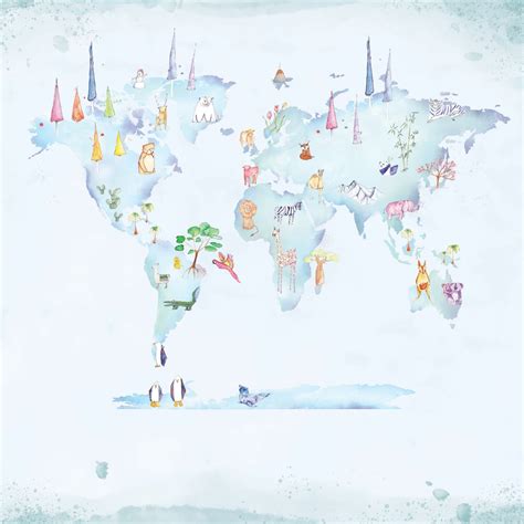 Painel Mapa Mundi Aquarela AmeliePapéis de ParedeIdeias de Mamãe