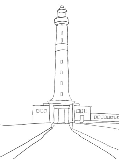 Zeichenanleitung zum Leuchtturm zeichnen Schritt für Schritt